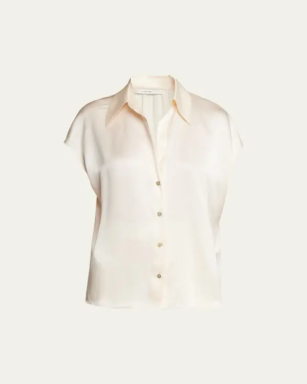 Vince Cap-sleeve Silk Blouse - Ecru