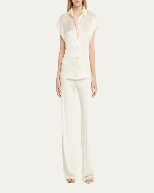 Vince Cap-sleeve Silk Blouse - Ecru