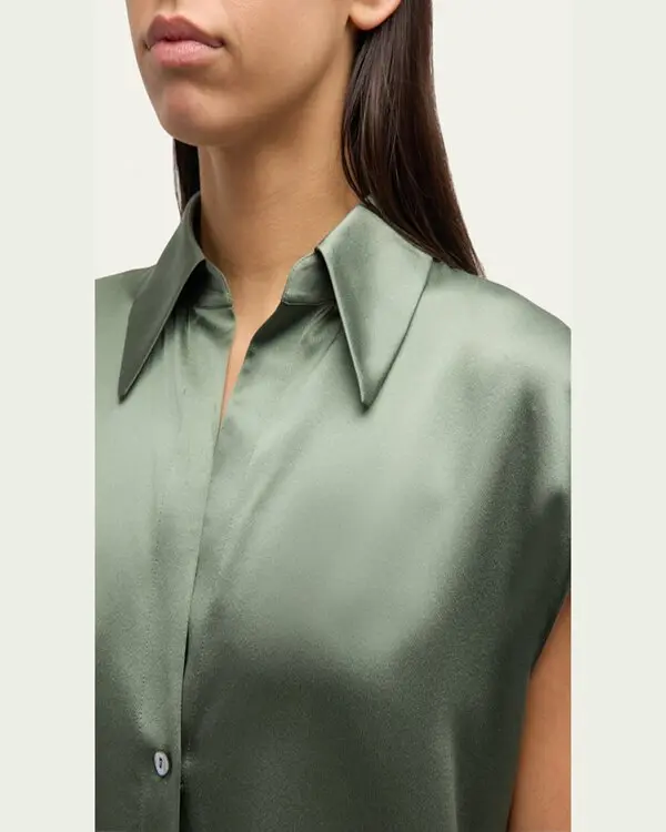 Vince Cap-sleeve Silk Blouse - Ecru