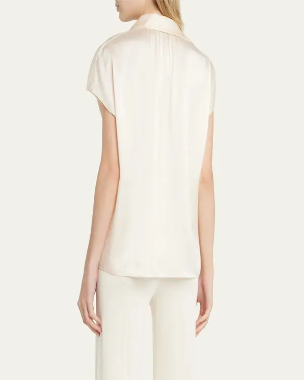 Vince Cap-sleeve Silk Blouse - Ecru