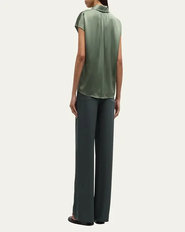Vince Cap-sleeve Silk Blouse - Ecru