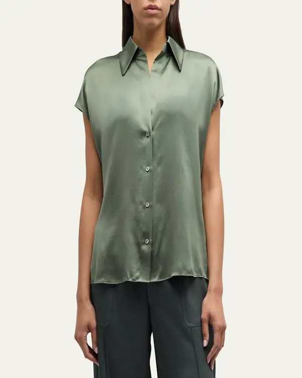 Vince Cap-sleeve Silk Blouse - Ecru