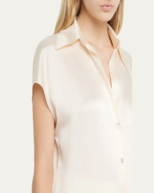 Vince Cap-sleeve Silk Blouse - Ecru