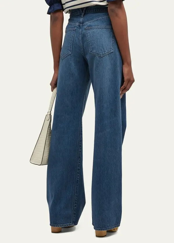 Veronica Beard Taylor Wide-Leg Patch Pocket Jeans Thriller