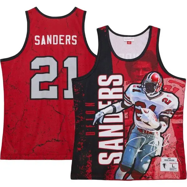 Mitchell & Ness Deion Sanders Atlanta Falcons 1989 Player Burst Tank Top - Red