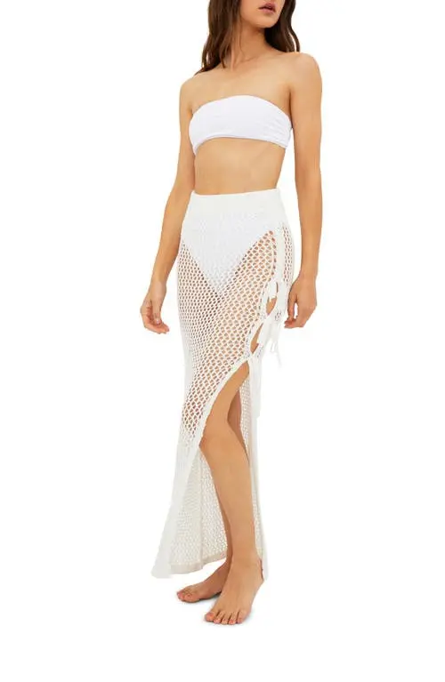 Beach Riot Deborah Sheer Open Stitch Cover-up Skirt - White