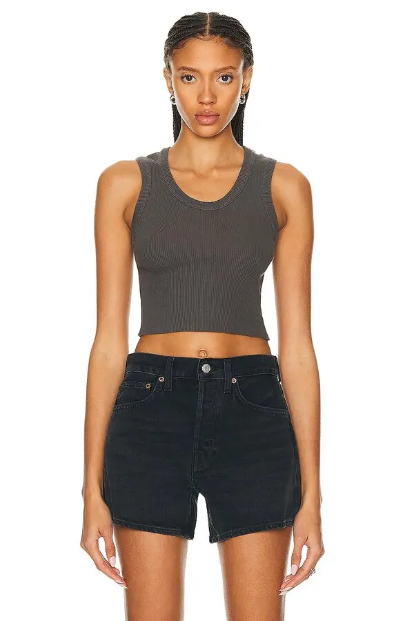 AGOLDE Cropped Poppy Tank - Raven