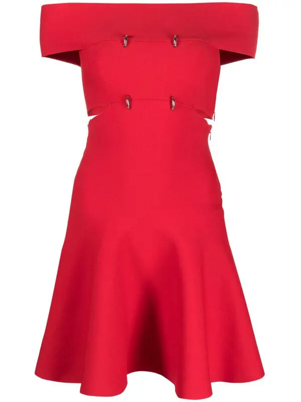 Alexander McQueen Off-shoulder Mini Dress - Red