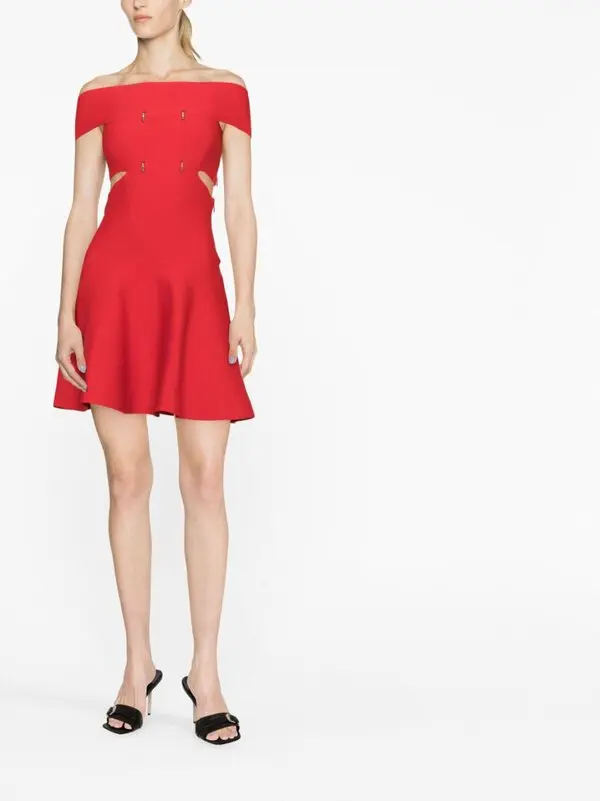 Alexander McQueen Off-shoulder Mini Dress - Red