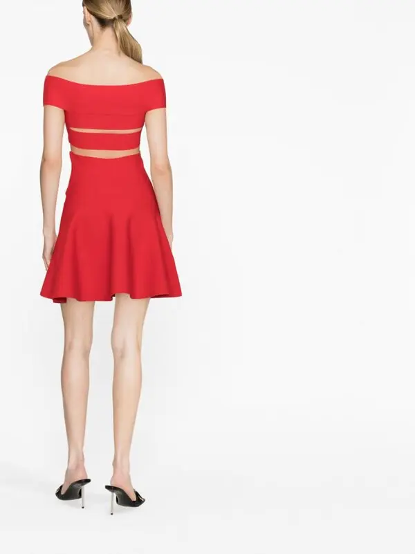Alexander McQueen Off-shoulder Mini Dress - Red
