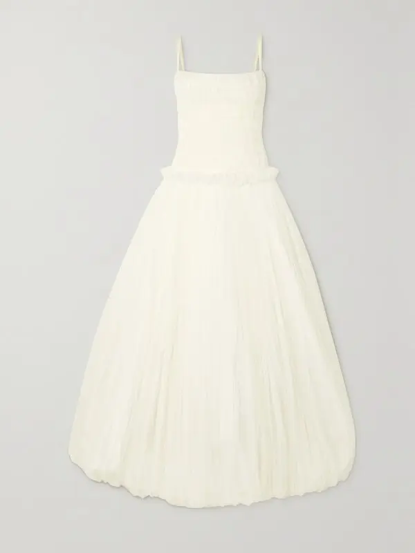 DANIELLE FRANKEL Guinevere Shirred Tulle Gown - Neutrals