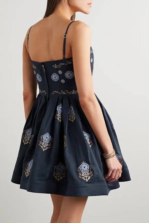 Agua Bendita Net Sustain Sapuca Mosaico Embroidered Linen Mini Dress In  Blue - 50% Off | Editorialist