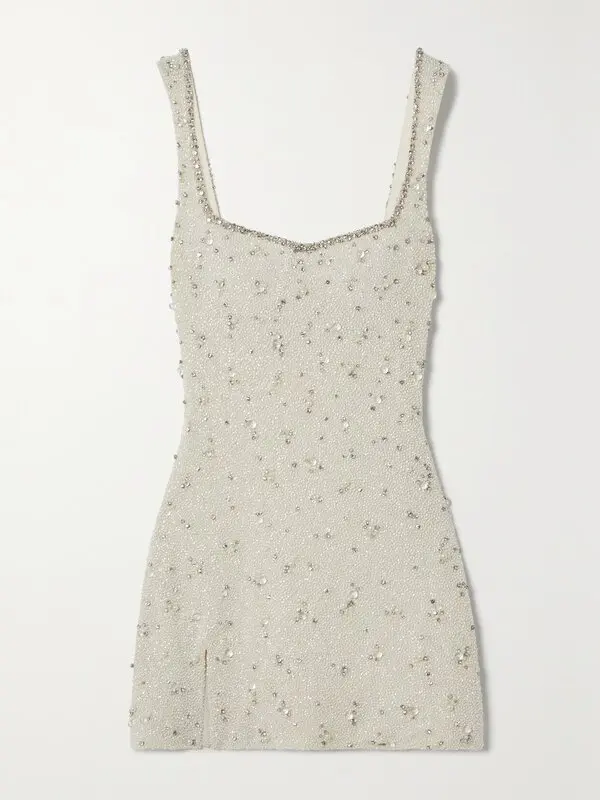 CLIO PEPPIATT Embellished Stretch-tulle Mini Dress - Neutrals