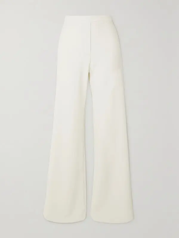 CLIO PEPPIATT Stretch-crepe Wide-leg Trousers - Neutrals