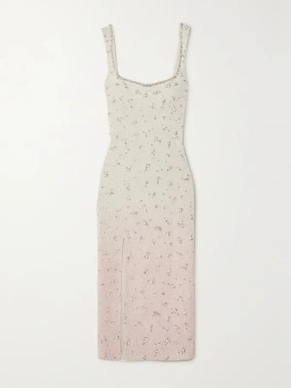 CLIO PEPPIATT Embellished Stretch-tulle Midi Dress - Neutrals