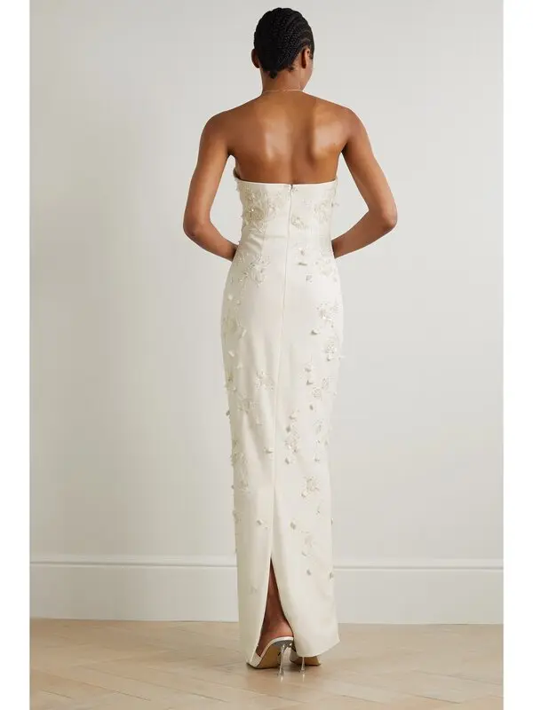 CLIO PEPPIATT Strapless Embellished Stretch-crepe Gown