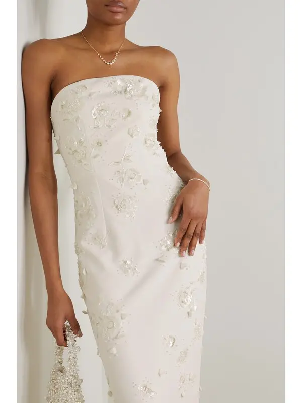 CLIO PEPPIATT Strapless Embellished Stretch-crepe Gown