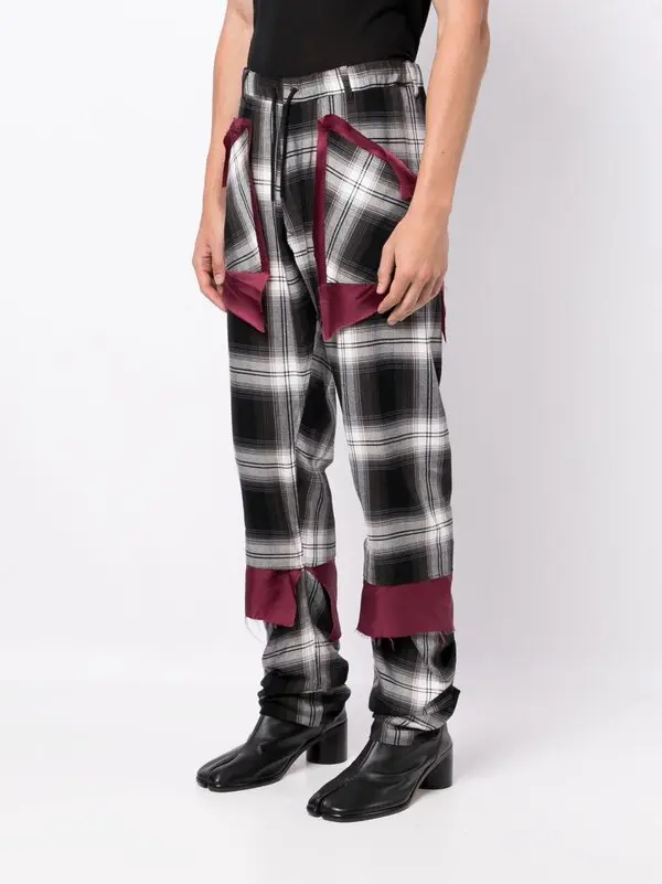SULVAM Check-print Asymmetric Trousers - Black