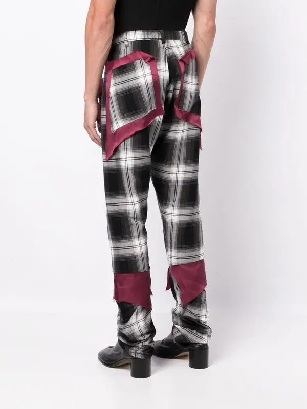SULVAM Check-print Asymmetric Trousers - Black