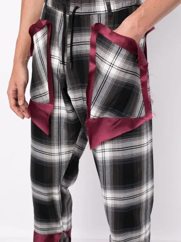 SULVAM Check-print Asymmetric Trousers - Black