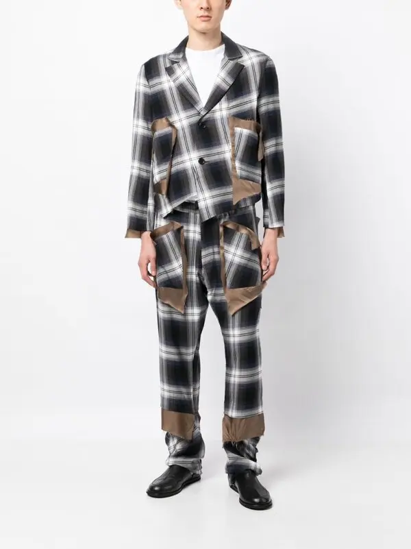 SULVAM Asymmetric Plaid-check Blazer