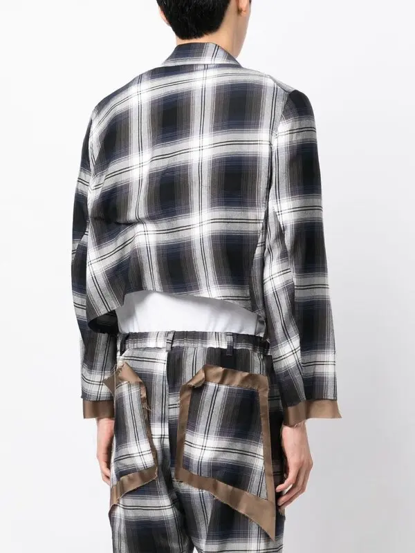 SULVAM Asymmetric Plaid-check Blazer