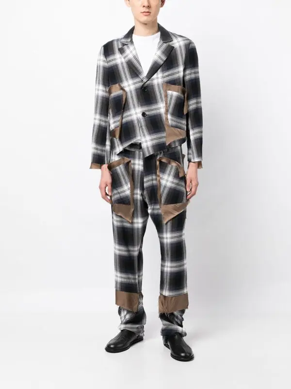 SULVAM Check-print Trousers - Blue
