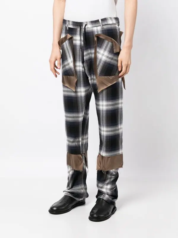 SULVAM Check-print Trousers - Blue