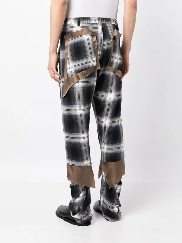 SULVAM Check-print Trousers - Blue