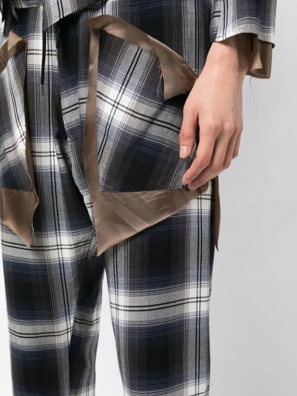 SULVAM Check-print Trousers - Blue