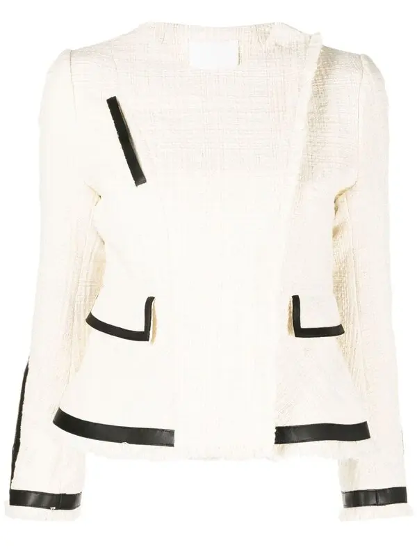 MAME KUROGOUCHI Long-sleeve Tweed Biker Jacket - White