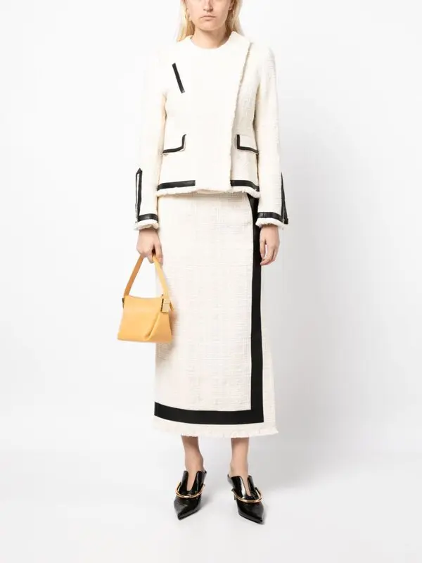 MAME KUROGOUCHI Long-sleeve Tweed Biker Jacket