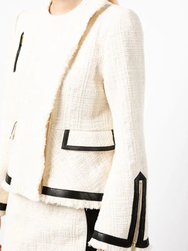 MAME KUROGOUCHI Long-sleeve Tweed Biker Jacket