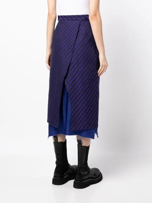 SULVAM Raw-hem Striped Skirt