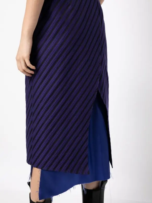 SULVAM Raw-hem Striped Skirt