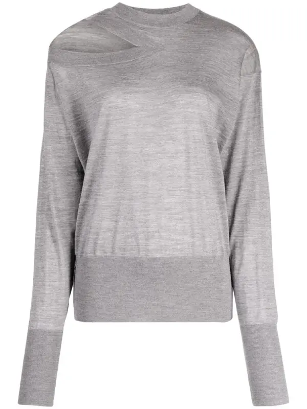 Stella McCartney Fine-knit Cut-out Jumper - Grey