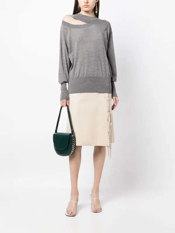 Stella McCartney Fine-knit Cut-out Jumper - Grey