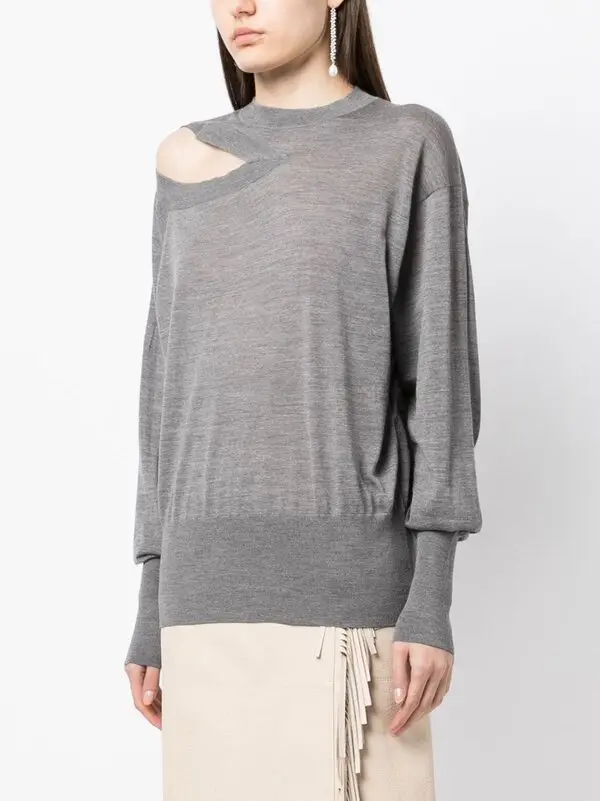 Stella McCartney Fine-knit Cut-out Jumper - Grey