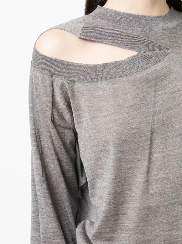 Stella McCartney Fine-knit Cut-out Jumper - Grey