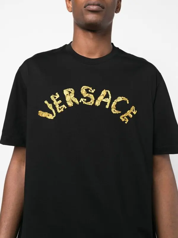 Versace Seashell Baroque Cotton T-shirt - Black