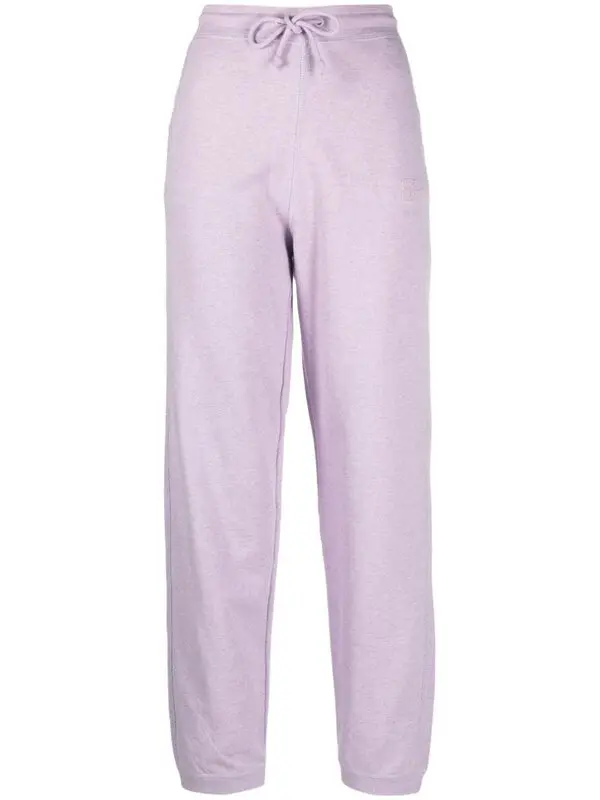 GANNI Tapered Organic Cotton Track Pants - Purple