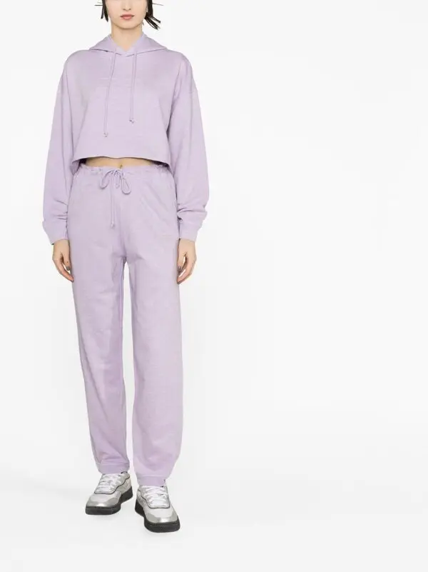 GANNI Tapered Organic Cotton Track Pants - Purple