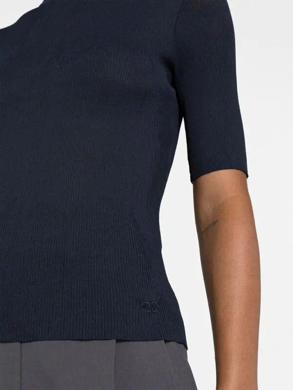 Tory Burch Short-sleeve Ribbed Knit Top