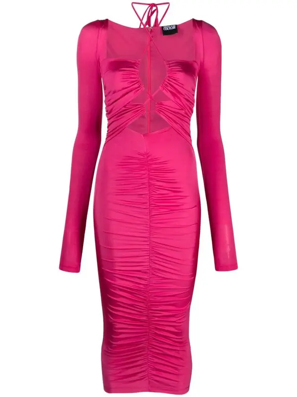 Versace Cut-out Lace-up Midi Dress - Pink