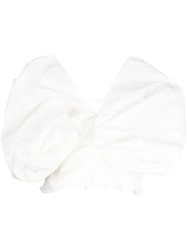 JNBY Ruffled Cotton Cropped Top - White