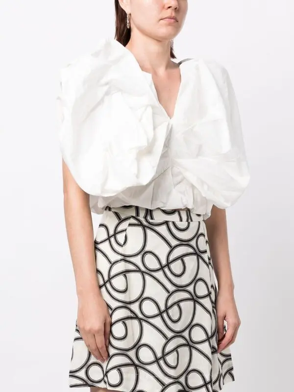 JNBY Ruffled Cotton Cropped Top