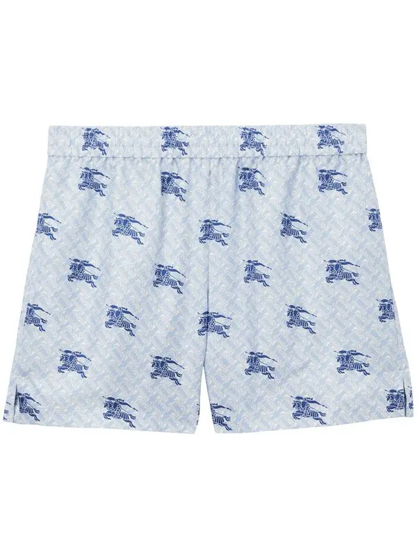 Burberry Tb-monogram Silk Shorts - Blue