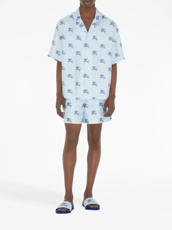 Burberry Tb-monogram Silk Shorts - Blue