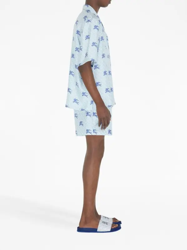 Burberry Tb-monogram Silk Shorts - Blue