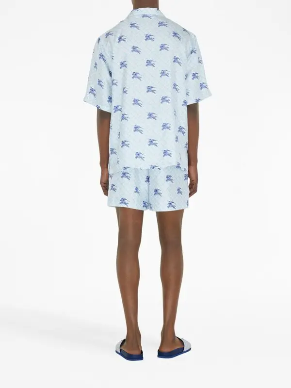 Burberry Tb-monogram Silk Shorts - Blue